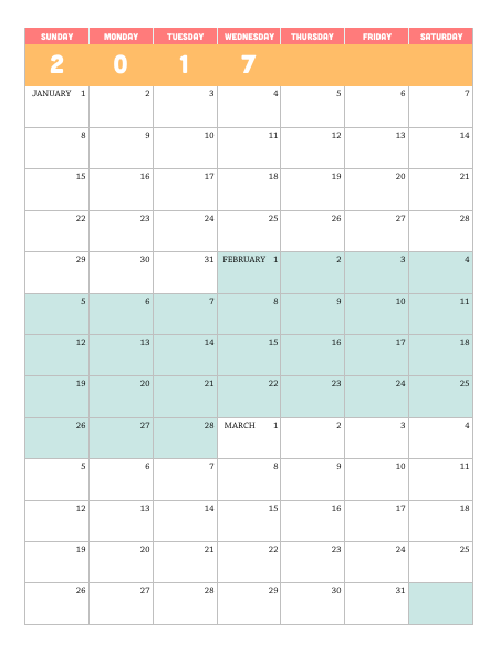 Printable 2017 Quarterly Calendar – Lara Willard