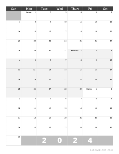 [Download] Printable 2024 and 2025 Quarterly Calendars – Lara Willard